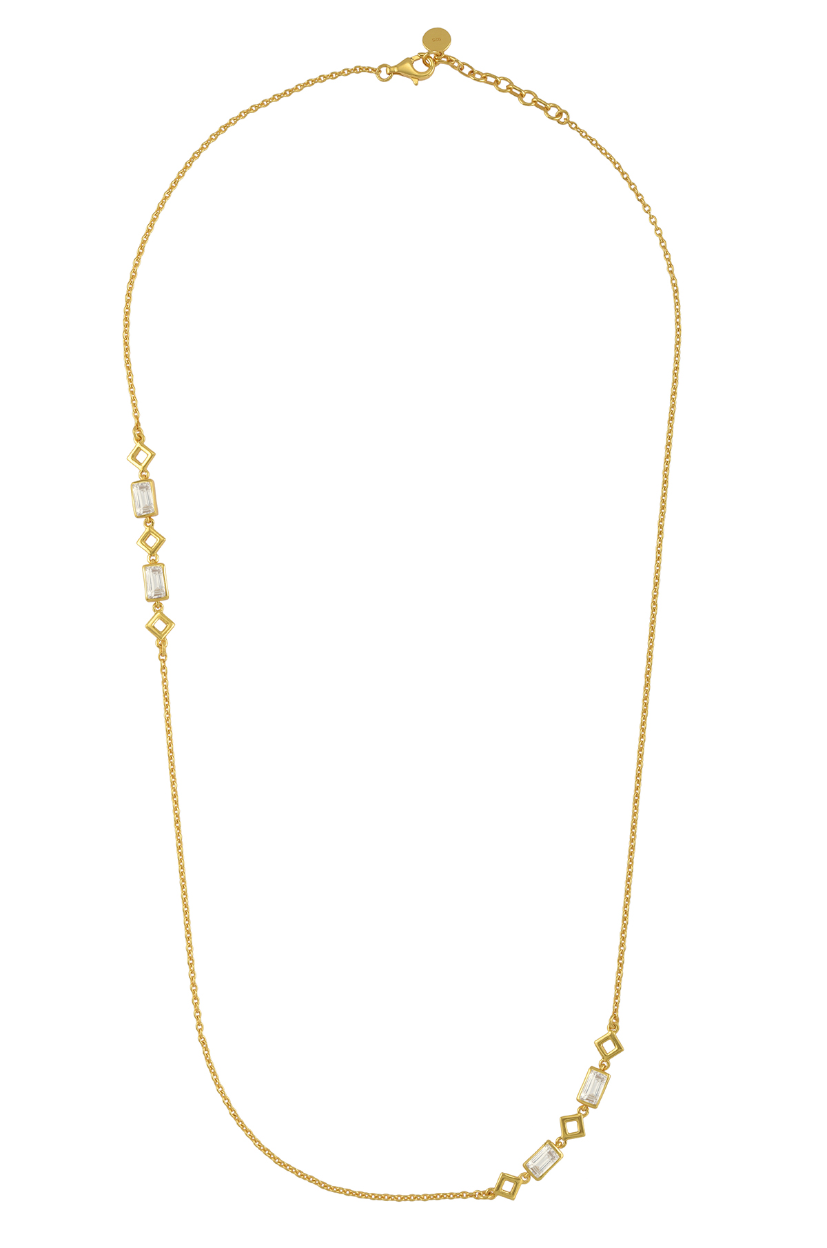 Silver Gold Plated Cubic Zirconia Chain Necklace