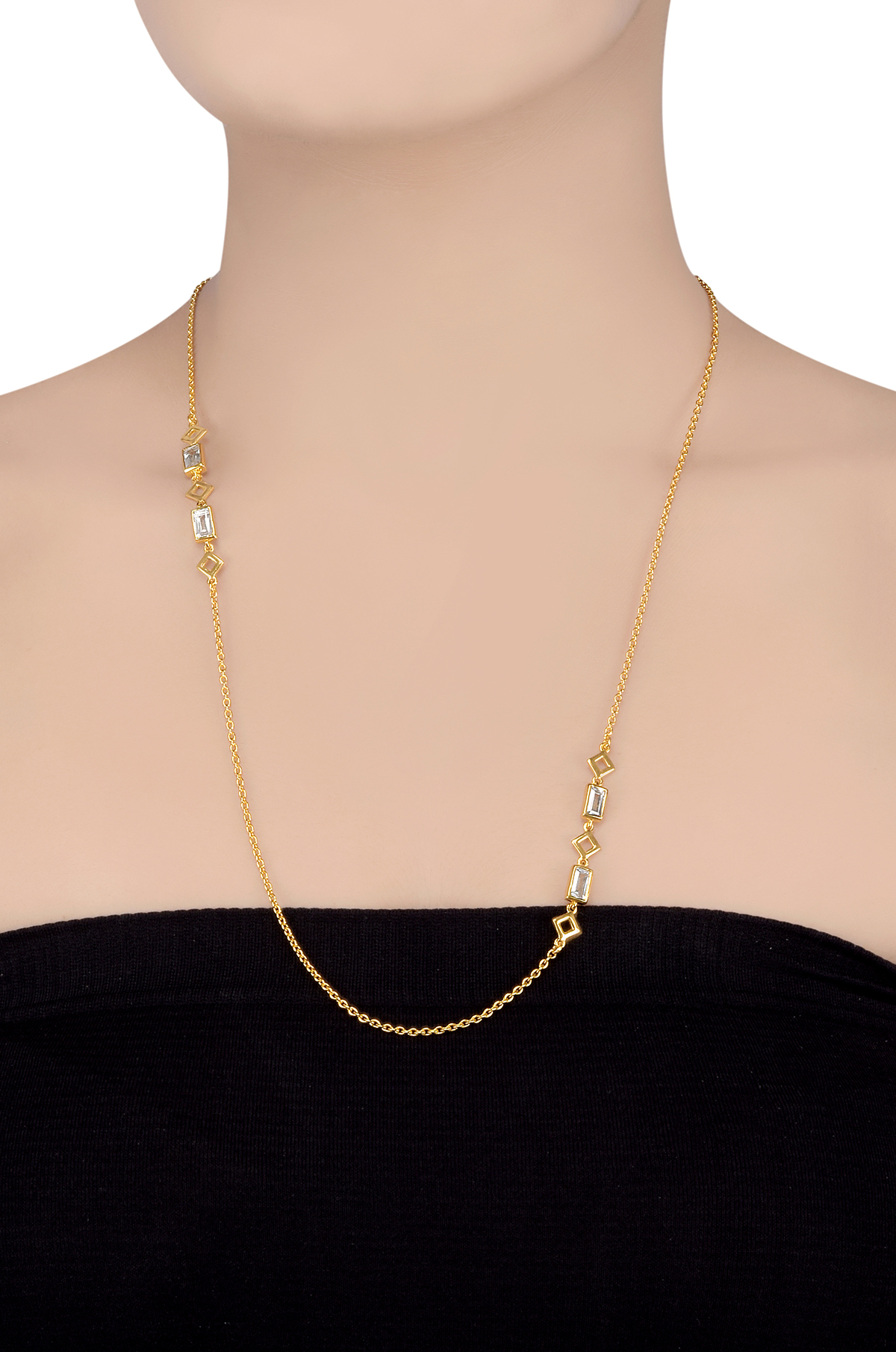 Silver Gold Plated Cubic Zirconia Chain Necklace