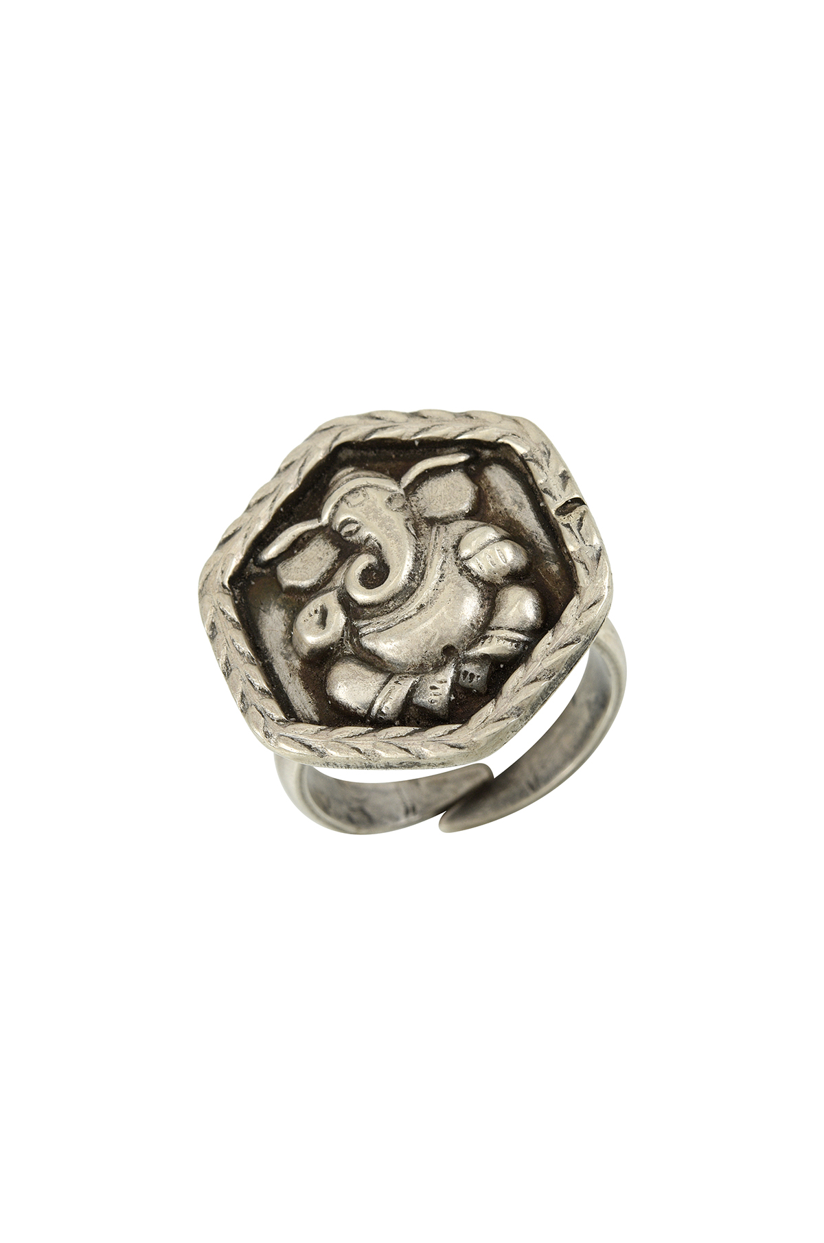 Silver Shatbhuj Ganpati Ring