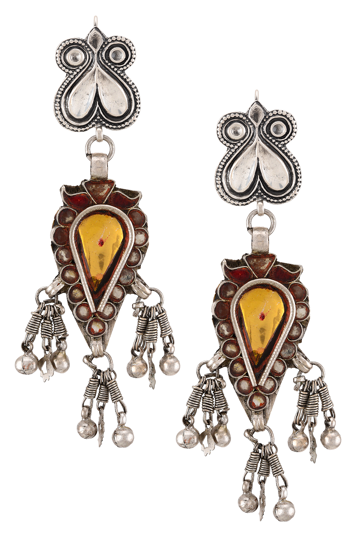 Silver Hema Ghungroo Charm Earrings