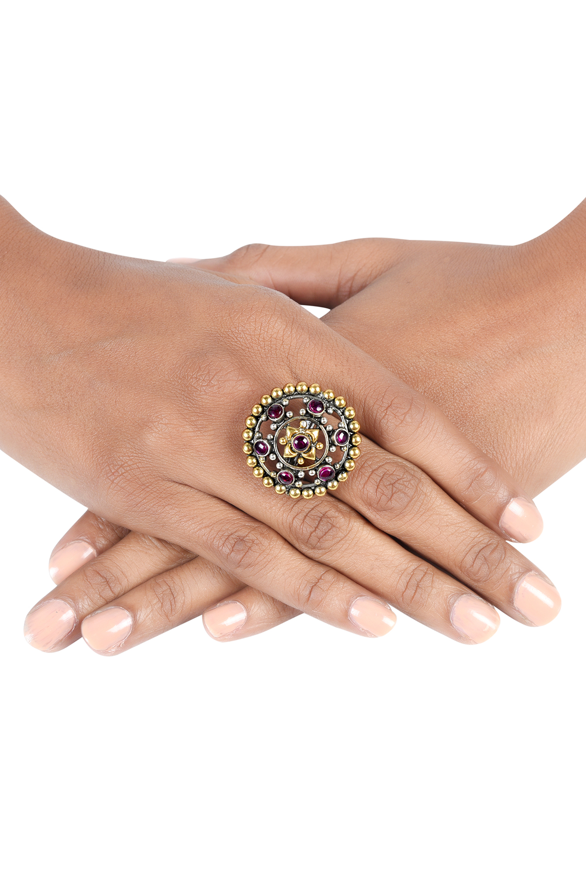 Dual Tone Silver Anika Ring