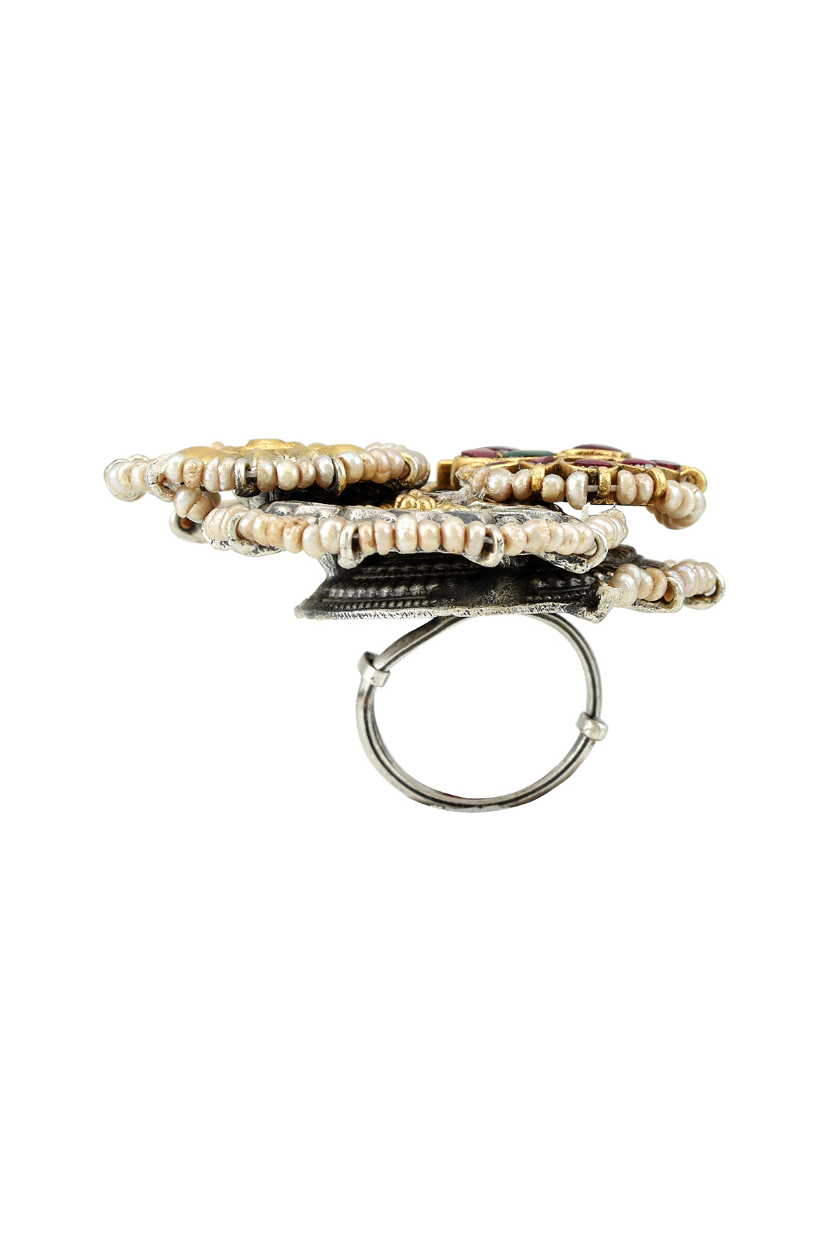 Dual Tone Silver Dhija Ring